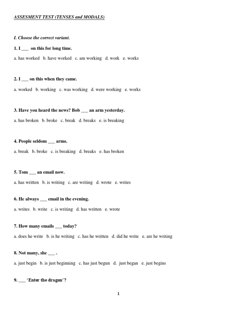 All Tenses Multiple Choice Test | PDF | Language Arts & Discipline
