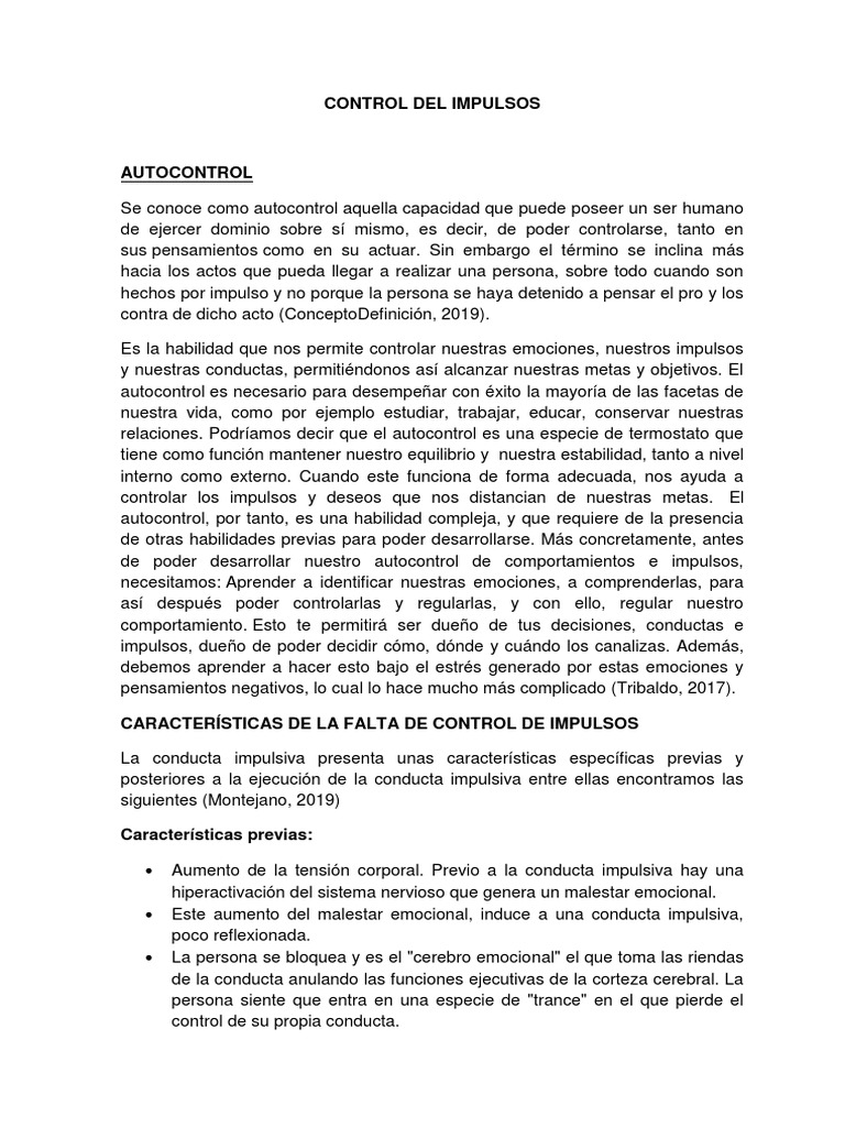 Control Del Impulsos | PDF | Las emociones | Trastorno mental