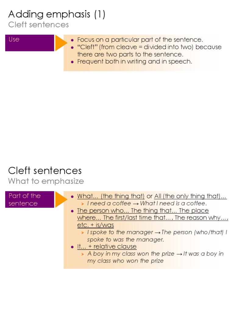 Adding Emphasis (1) : Cleft Sentences | PDF