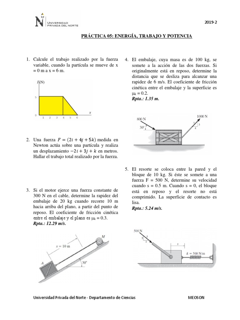 HT - 05 - Trabajo, Energía y Potencia | PDF