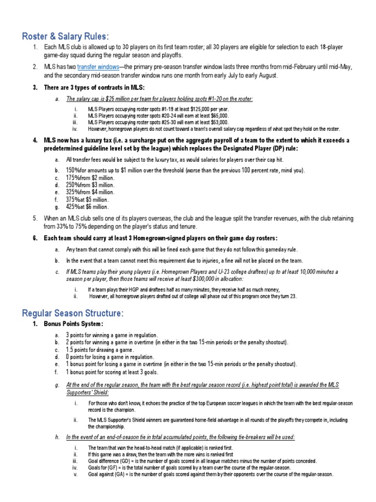 New Mls Rules | PDF | Major League Soccer | Sports Rules And Regulations