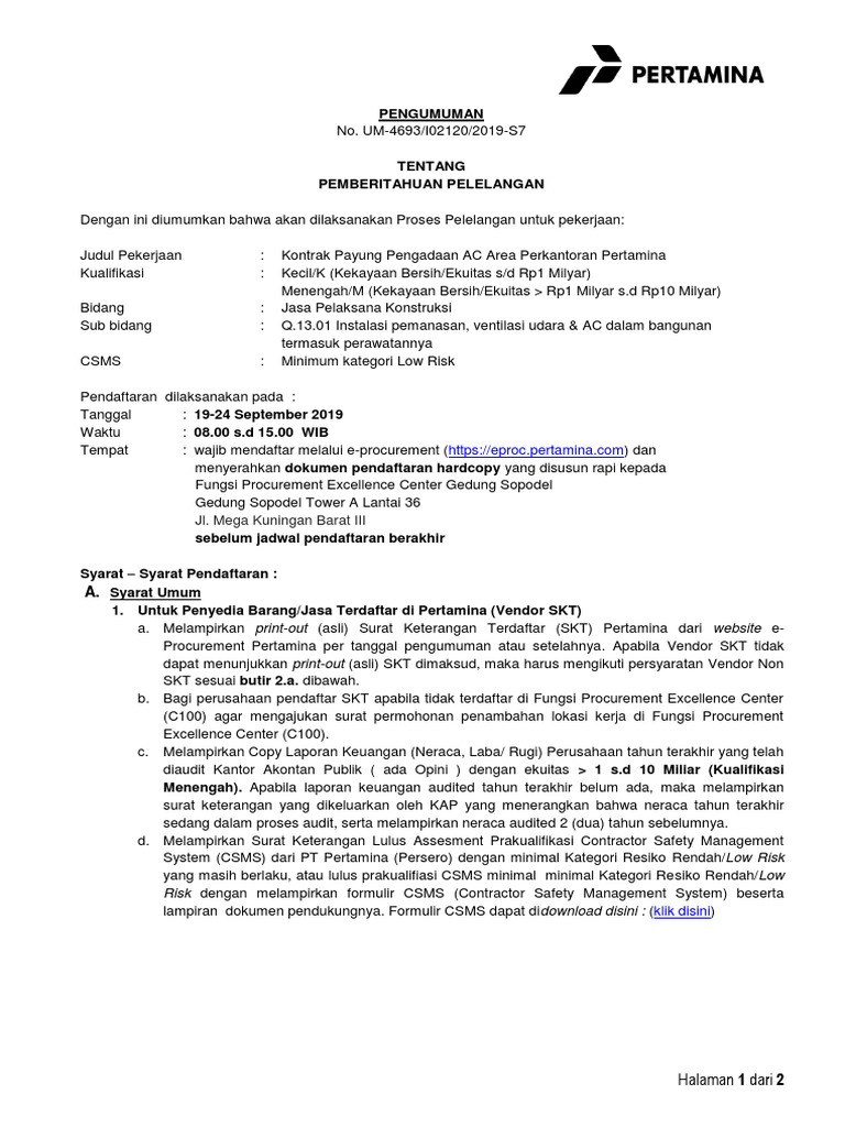 Syarat Pertamina | PDF