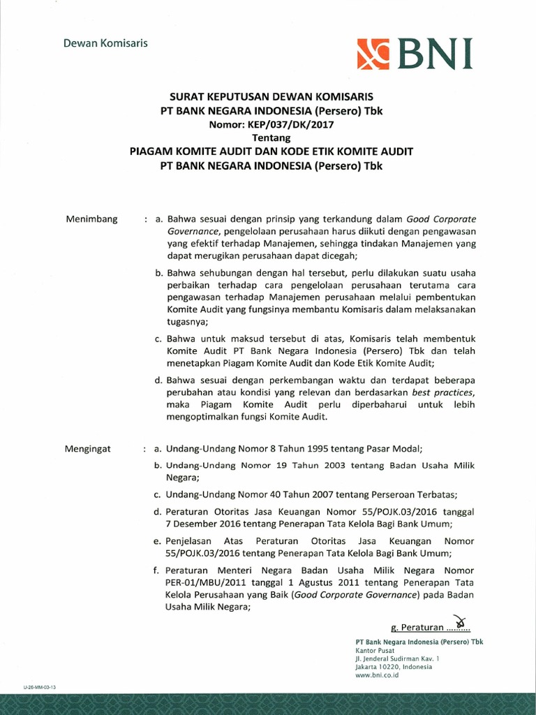 Piagam Komite Audit | PDF