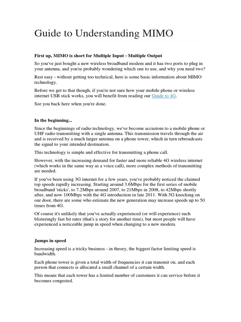 Guide To Understanding MIMO: First Up, MIMO Is Short For Multiple Input ...