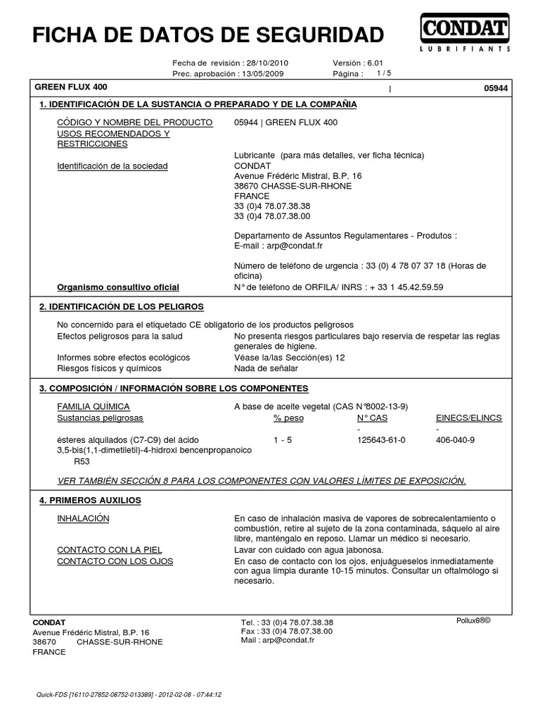 A-01 Green Flux 400 (Condat) | PDF | Carbón | Solubilidad