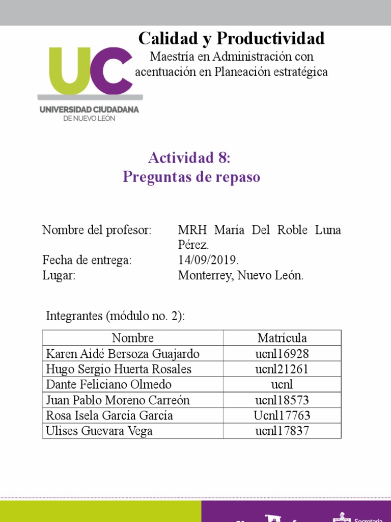 Actividad 8 - Preguntas de Repaso - Docx FINAL | PDF | Medición | Estadísticas