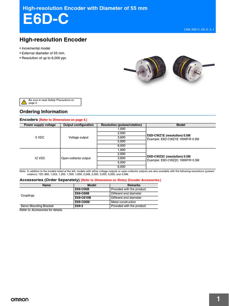 High-Resolution Encoder With Diameter of 55 MM | PDF | Specification ...