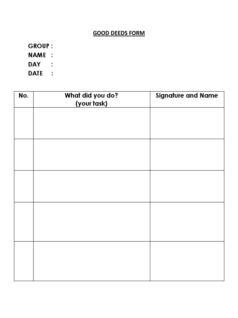 Good Deeds Form | PDF