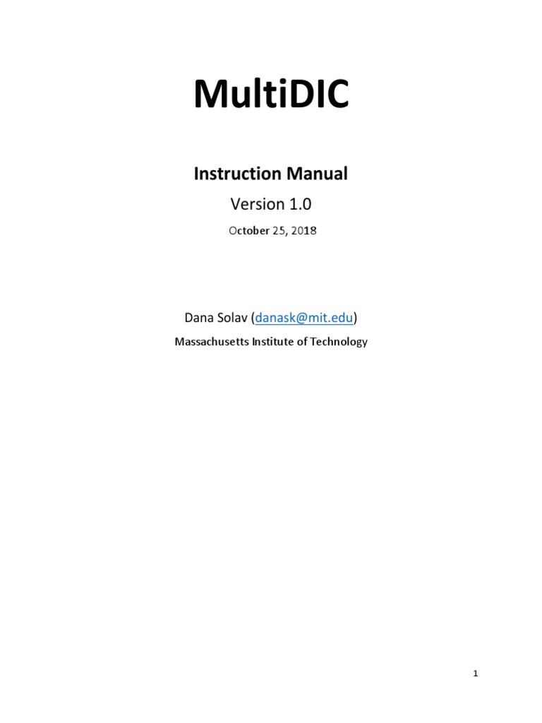 MultiDIC InstructionManual | PDF | Matlab | Deformation (Mechanics)