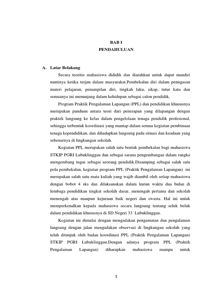 Contoh Laporan Kelompok PPL | PDF