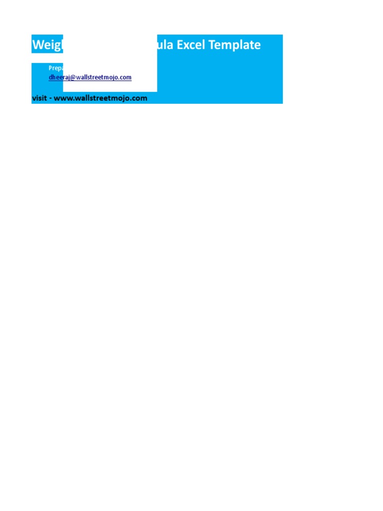 Weighted Mean Formula Excel Template Prepared By Dheeraj Vaidya Cfa 0309