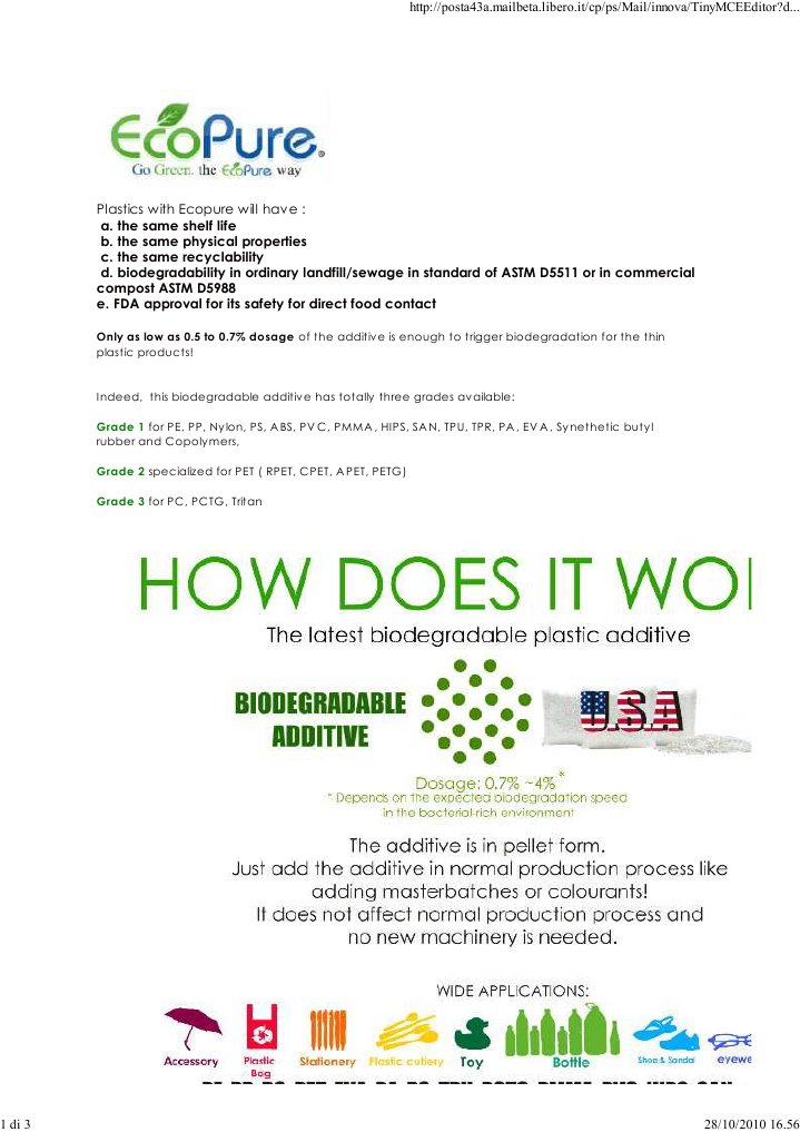 Biodegradable Plastics with Ecopure Additive | PDF