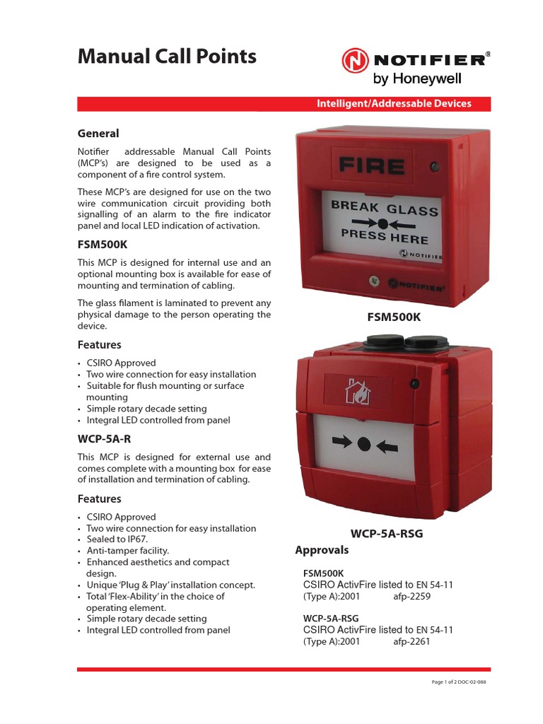 Manual Call Point - FSM500K PDF | PDF | Electrical Connector | Electricity