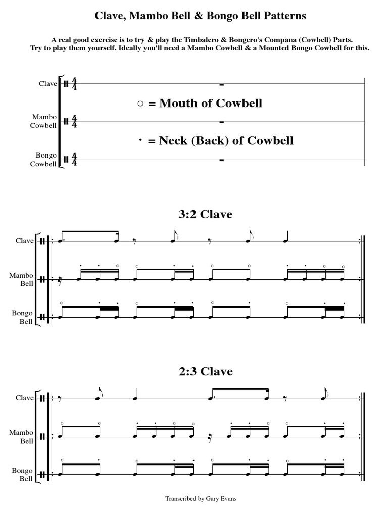 Clave-Mambo Bell & Bongo Bell Patterns | PDF