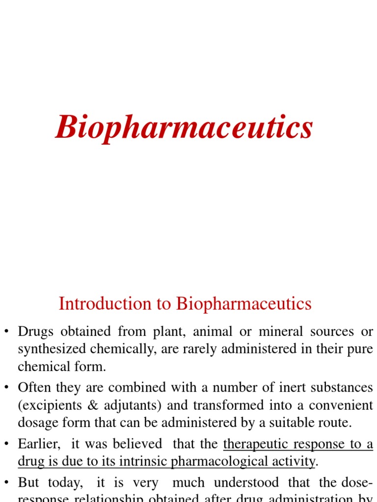 Introduction To Biopharmaceutics | PDF | Pharmacokinetics | Tablet ...