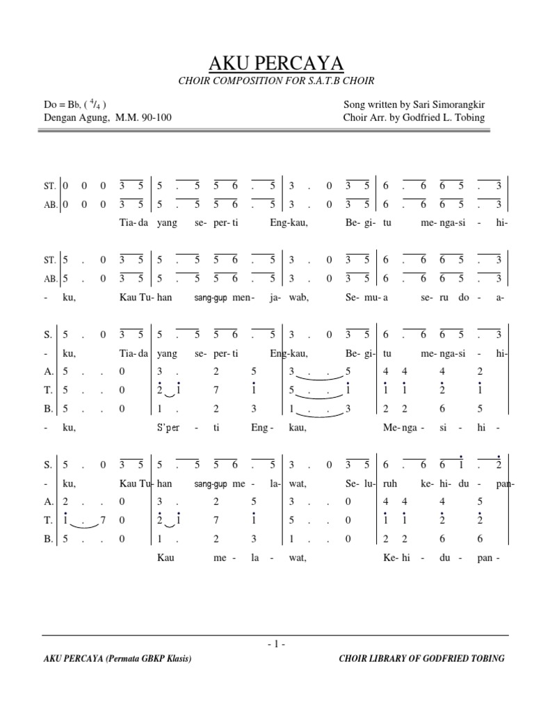 Aku Percaya Partitur | PDF