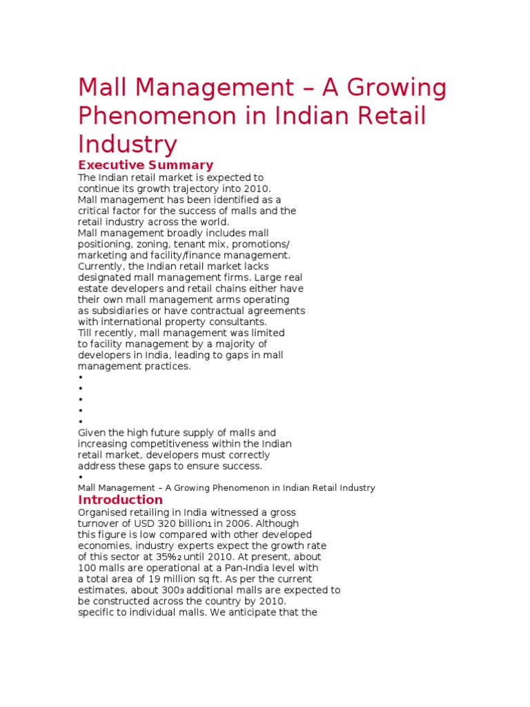 Mall Management | PDF | Shopping Mall | Retail