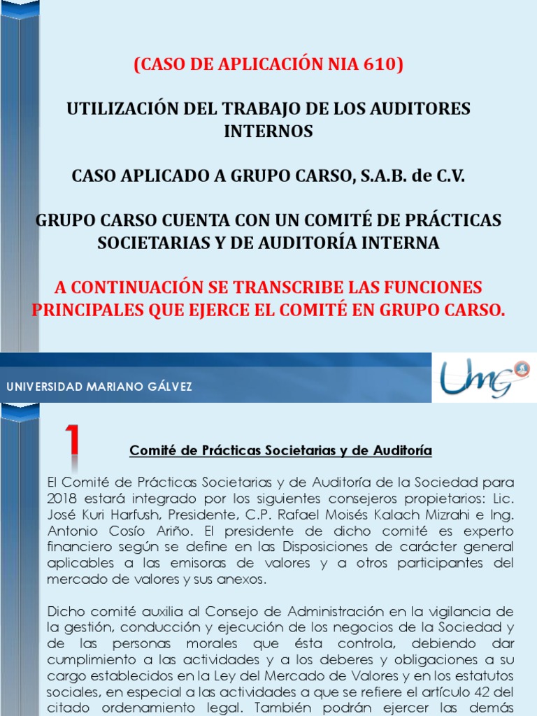 Aplicación Nia 610 | PDF | Auditoría | Junta Directiva