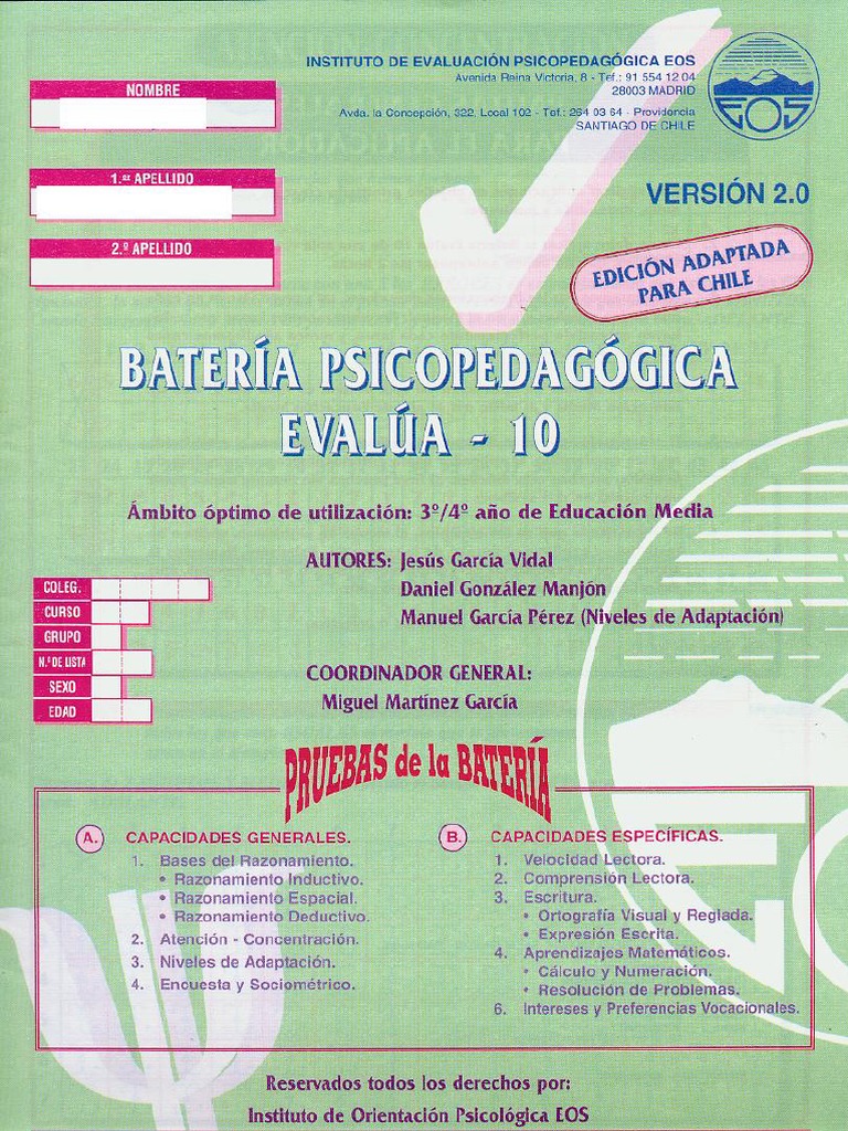 Protocolo Evalua 10 | PDF