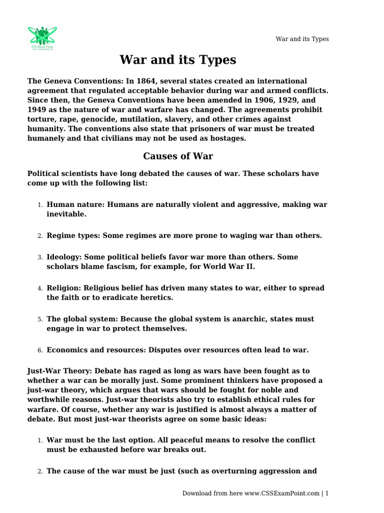 War and Its Types | Download Free PDF | Total War | Just War Theory