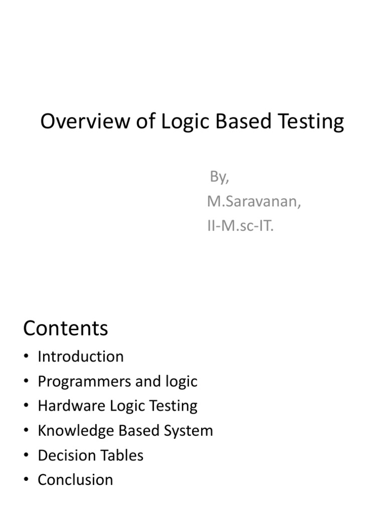 Logic Based Testing Pdf Software Testing Logic