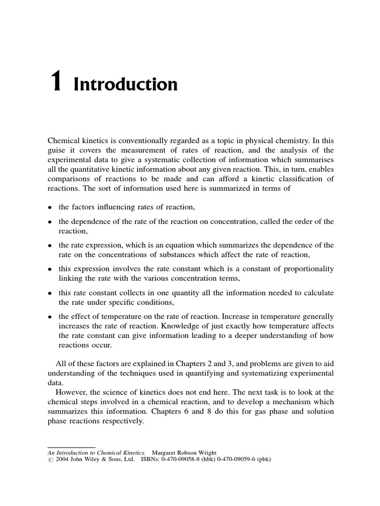 Introduction to Chemical Kinetics | PDF | Reaction Rate | Chemical ...
