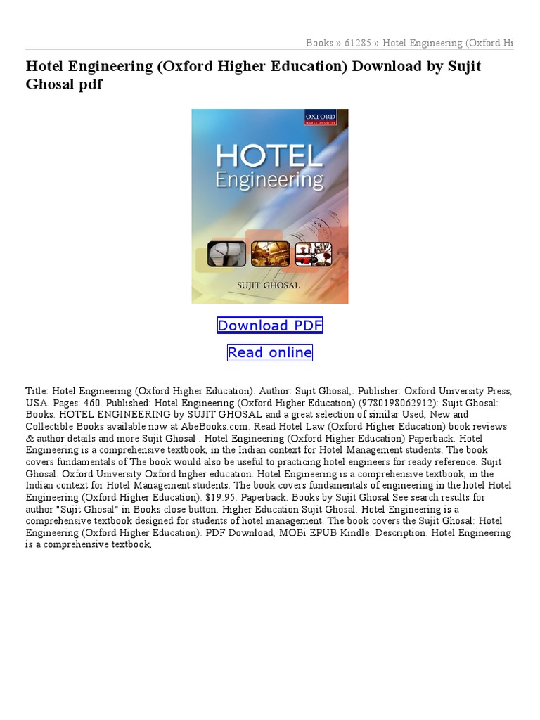 Hotel Engineering (Oxford Higher Education) Download by Sujit Ghosal ...