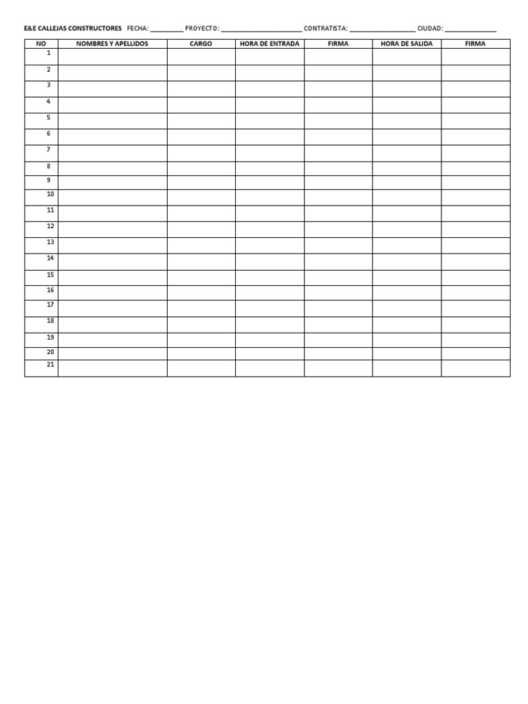 Planilla de Asistencia Diaria | PDF