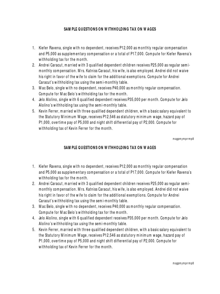 Sample Questions On WTW | Download Free PDF | Salary | Wages And Salaries