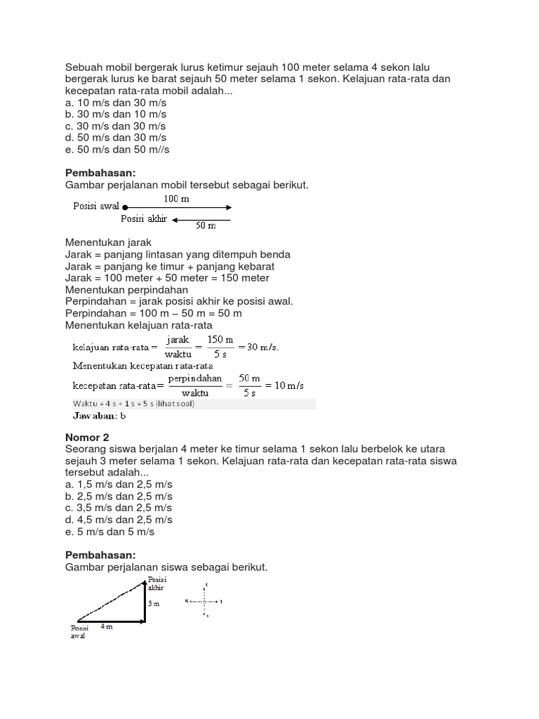 Contoh Soal Jarak Dan Perpindahan | PDF