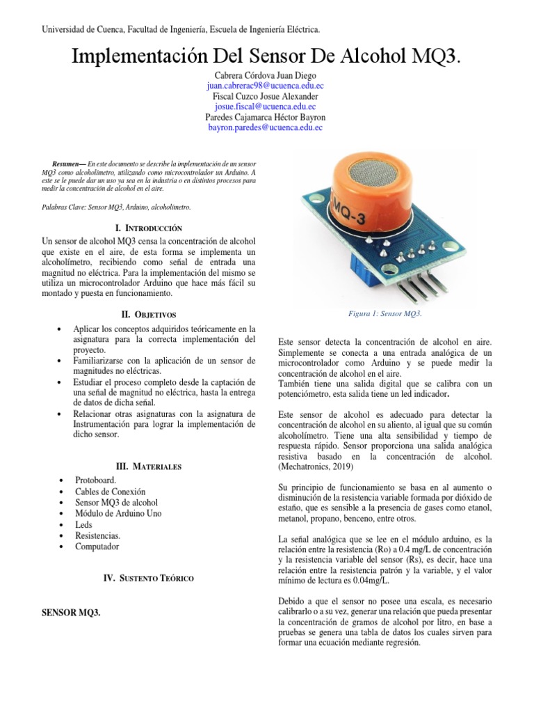 Sensor Alcohol Con Arduino | PDF | Arduino | Sensor