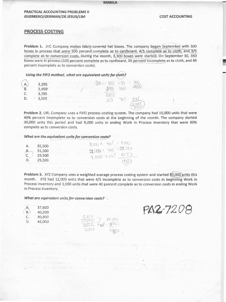 Process And Job Order Costing Pdf Pdf Cost Of Goods Sold Inventory