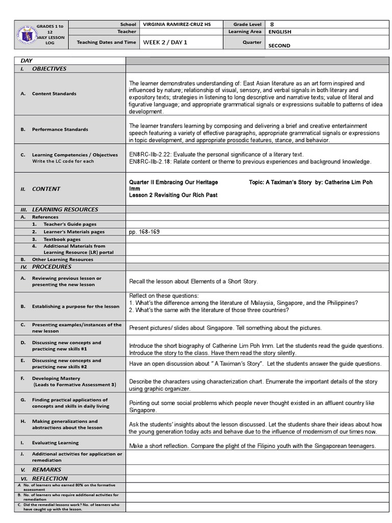Grade 8 English Daily Lesson Log | PDF | Applied Psychology | Learning