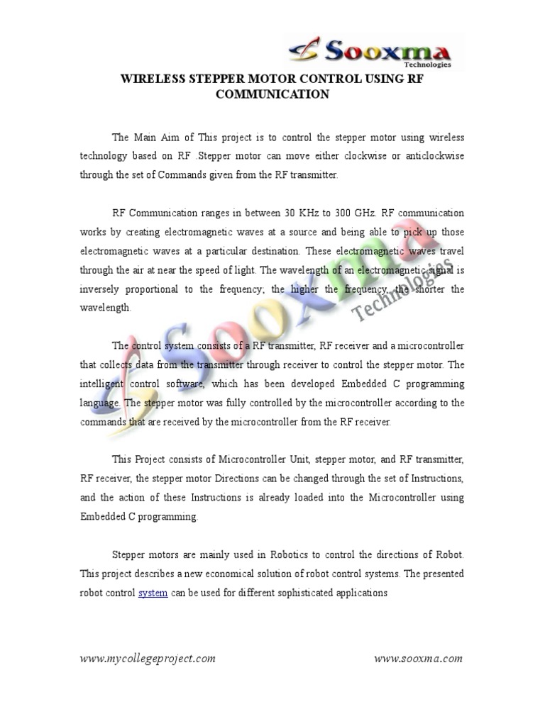 Set 133wireless Stepper Motor Control Using RF Communication | PDF ...