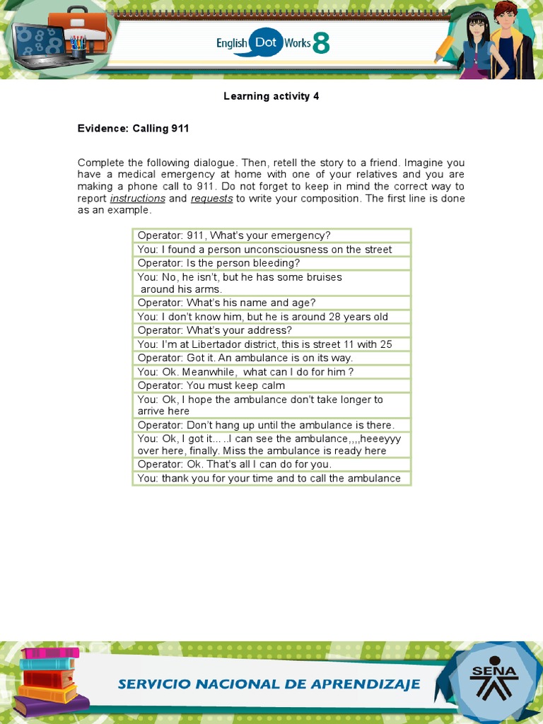 911 Emergency Call Scenario Exercise | PDF | Mystery, Thriller & Crime ...