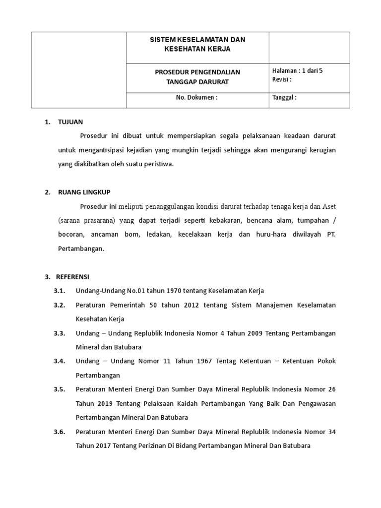 Prosedur Tanggap Darurat | PDF