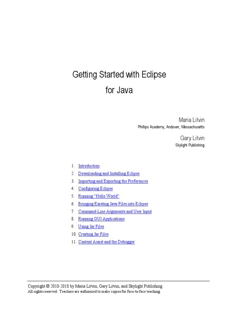Eclipse Ide Tutorial 2018 Pdf Eclipse Software Java Programming Language