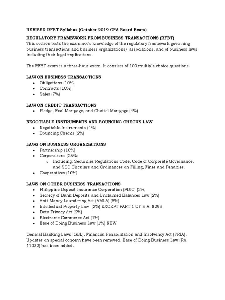 Syllabus - RFBT | PDF