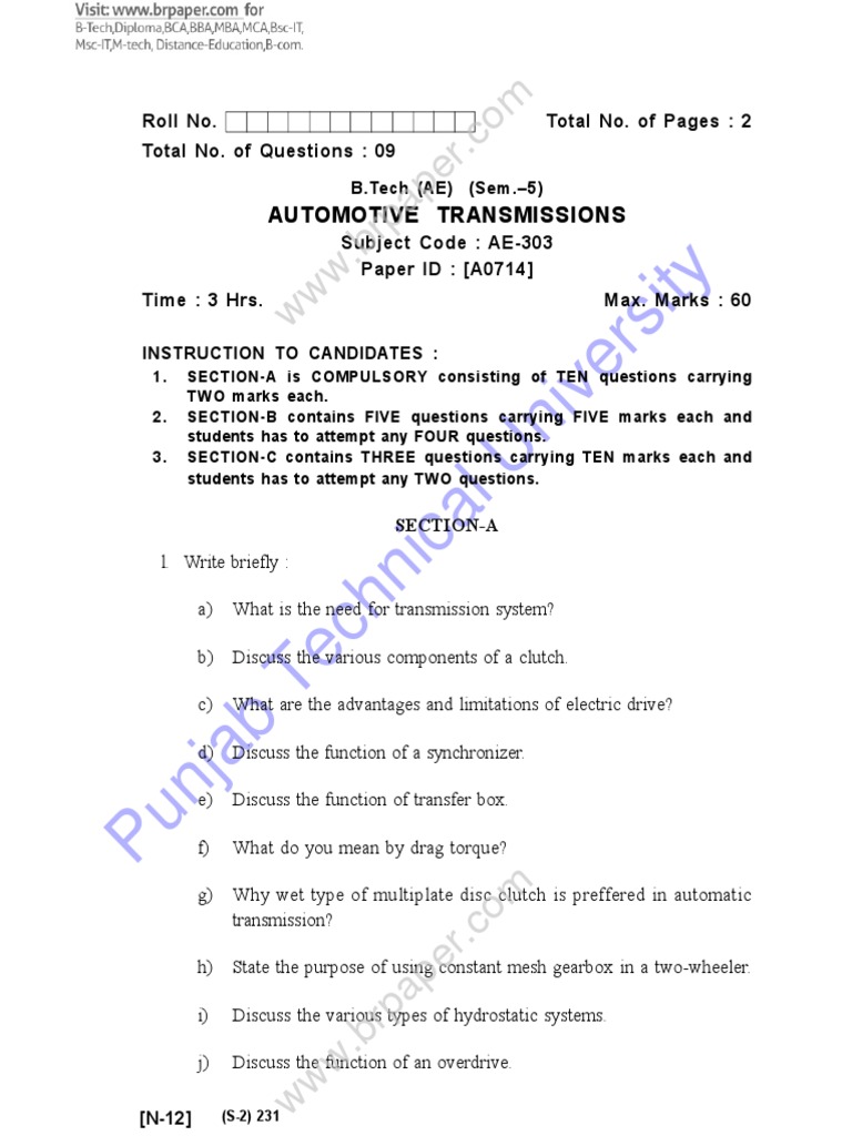 Automotive transmissions components functions | PDF | Automatic ...