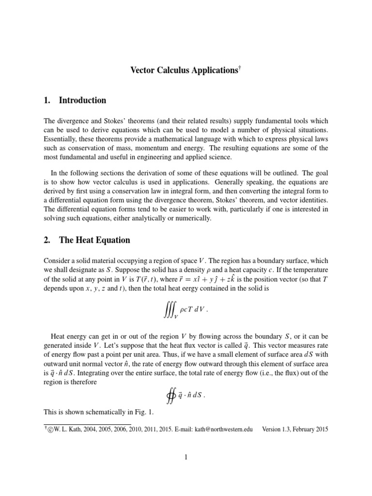 Vector Calculus Applications | PDF | Heat | Flux