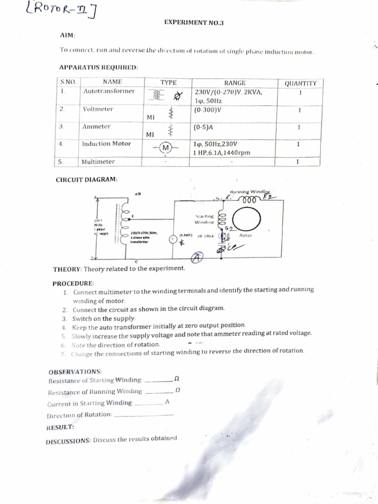 Reversing the Direction of Rotation of a Single Phase Induction Motor | PDF