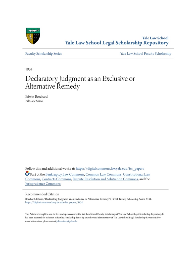 Declaratory Judgment: Remedy Analysis | PDF | Declaratory Judgment ...