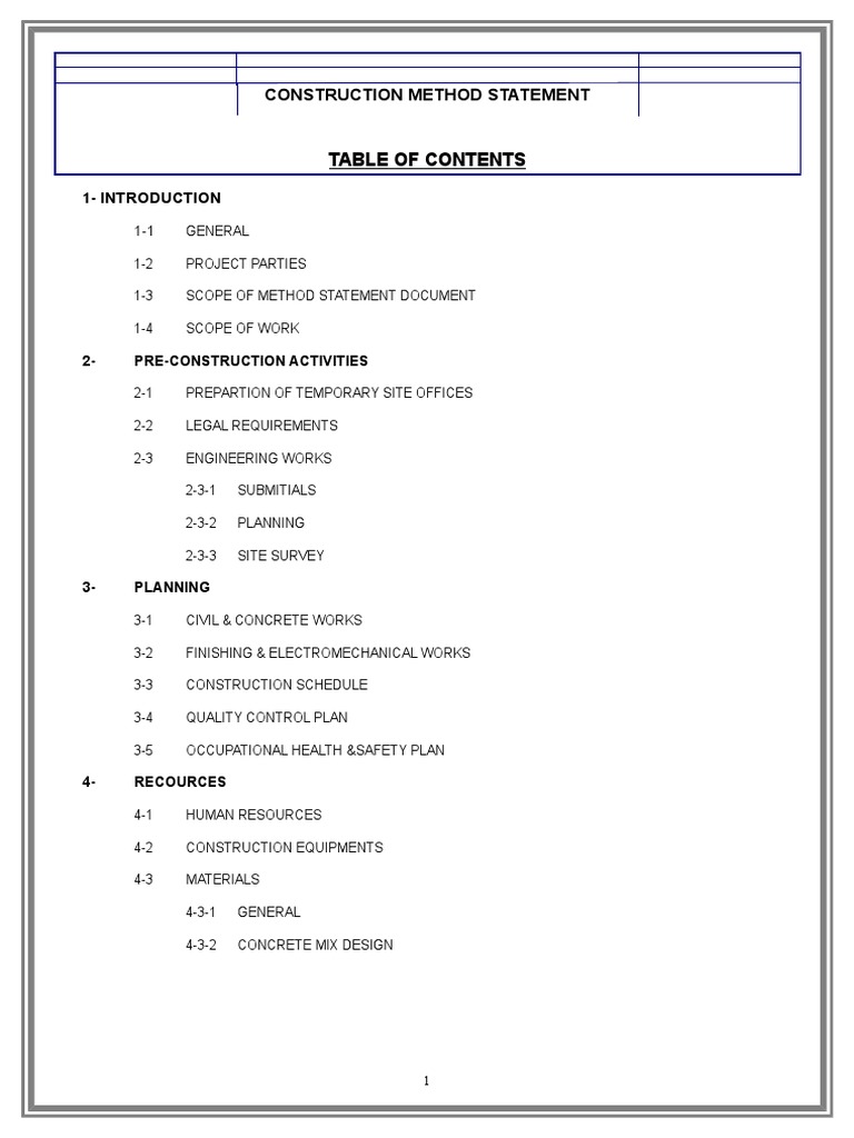 Method of Statement For Building | PDF | Concrete | Building Technology