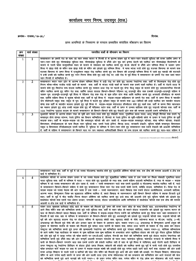 Udaipur Ward List and Areas 2025 | PDF | Foreign Language Studies