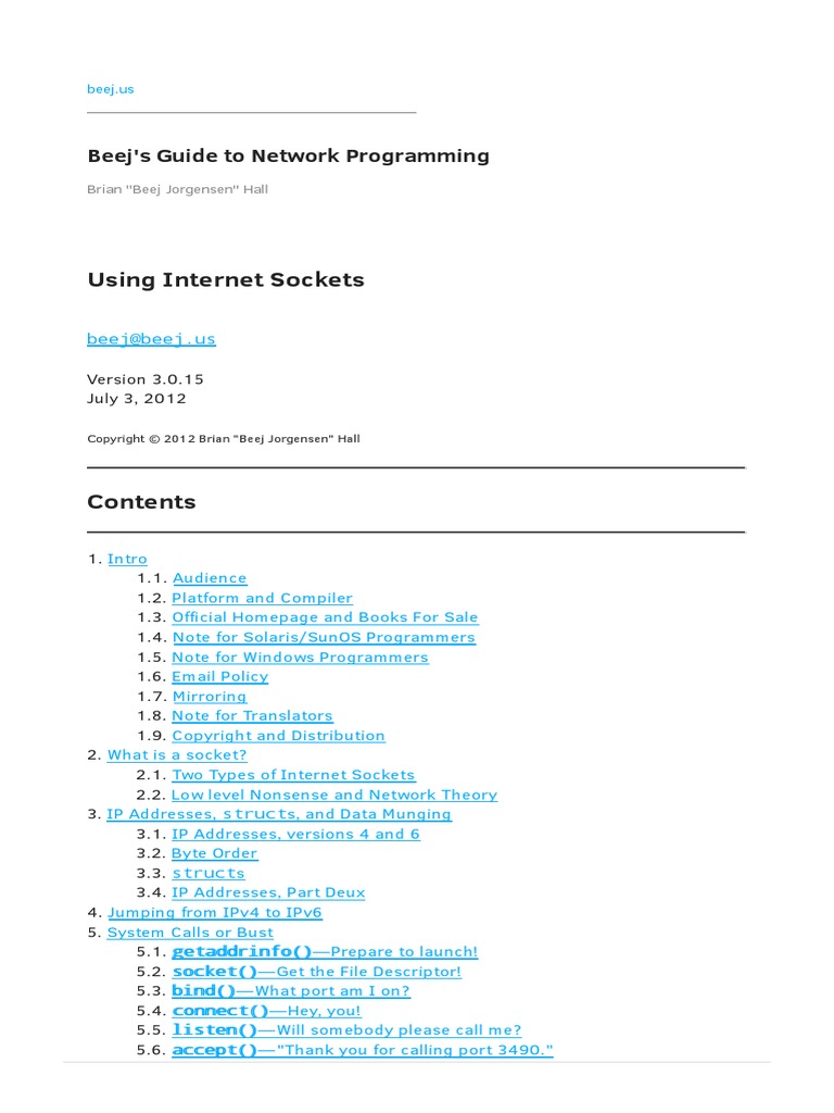 Beej's Guide To Network Programming | PDF | Internet Protocol Suite ... Beej's Guide To Network Programming | PDF | Internet Protocol Suite ...