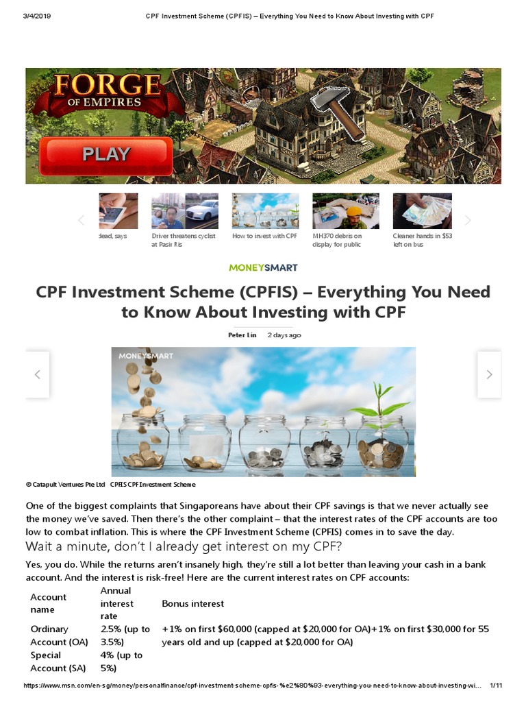 CPF Investment Scheme (CPFIS) - Everything You Need To Know About Investing With CPF | PDF ...