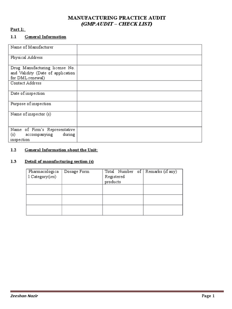 GMP Audit Checklist-2018 | PDF | Sterilization (Microbiology ...