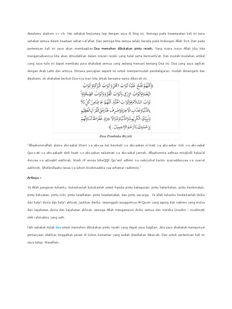 Doa Meminta Rezeki Yang Halal | PDF