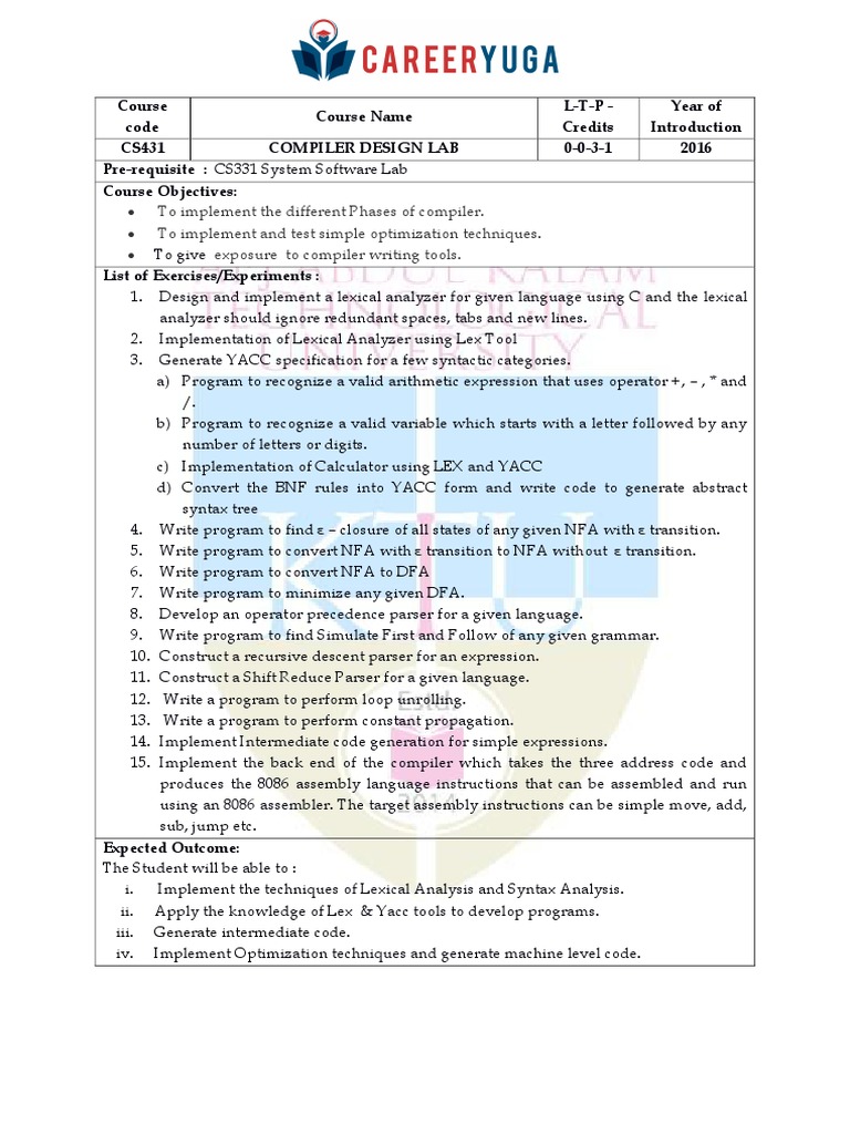 Compiler Design For Cse | PDF | Compiler | Parsing