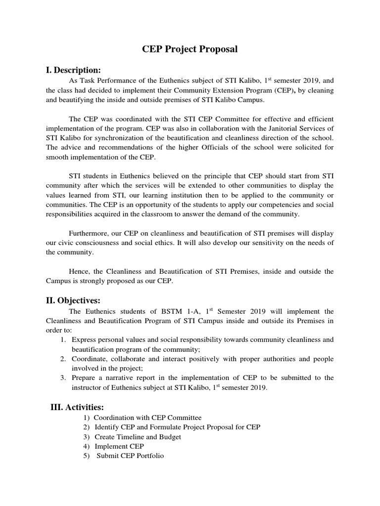 CEP Project Proposal: I. Description | Download Free PDF | Education Theory | Communication
